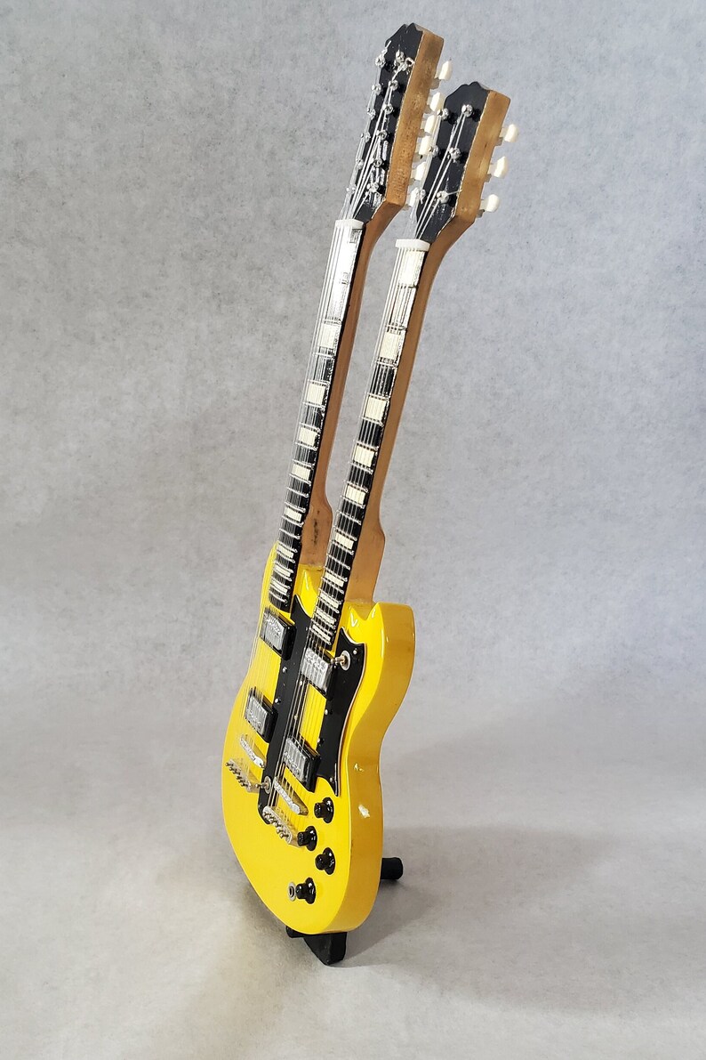 Miniature Double Neck Guitar Yellow Zakk Wylde Hand Crafted Collector Item T Idea Etsy