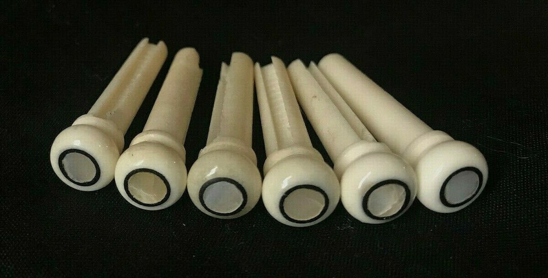 Acoustic Guitar 6 Genuine Bone Bridge Pins With Abalon Inlays Bridge ...