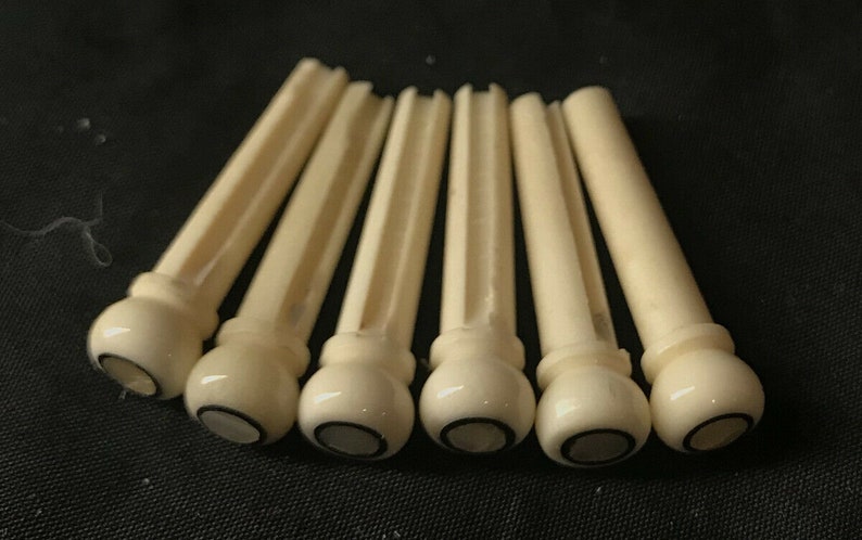 Acoustic Guitar 6 Genuine Bone Bridge Pins With Abalon Inlays Bridge ...