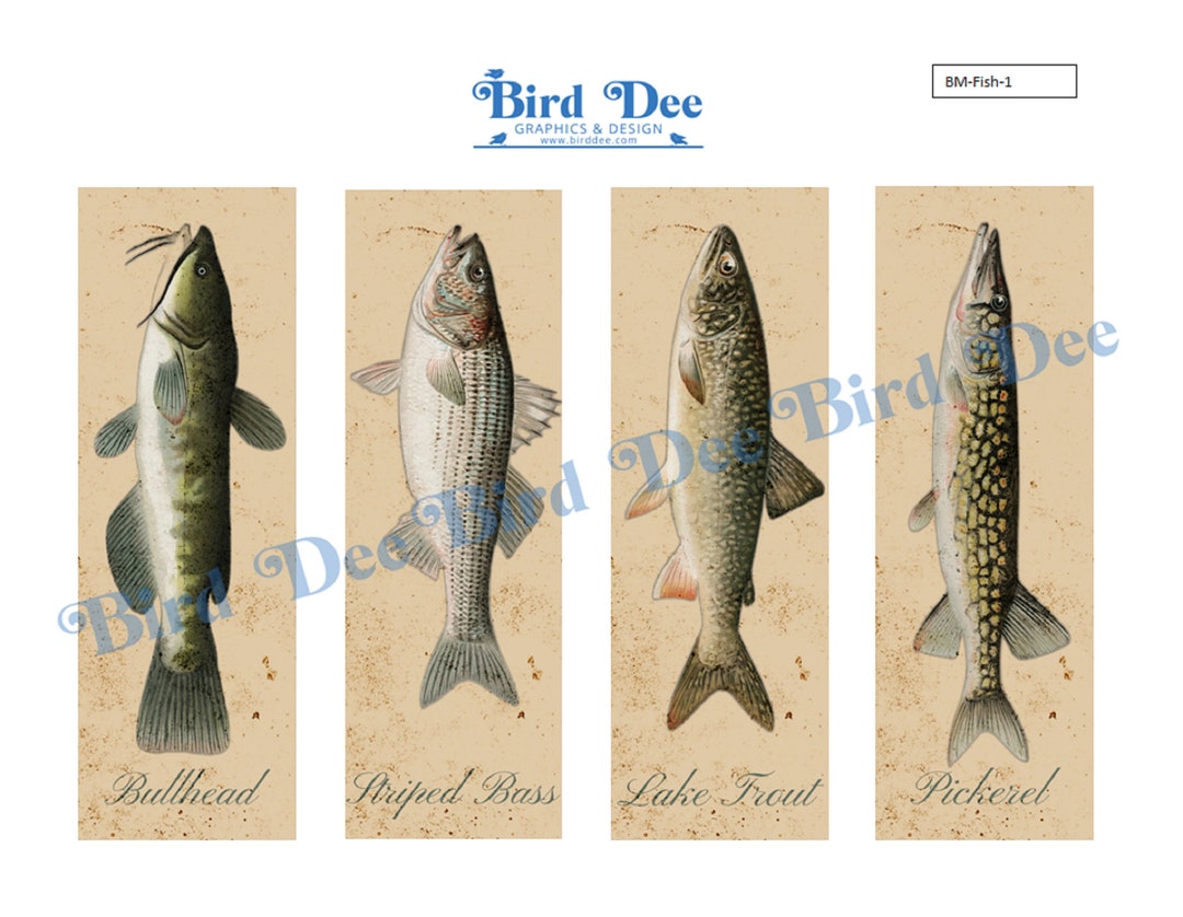 Vintage Fish Printable Bookmarks, Digital Downloads, Junk Journal ...