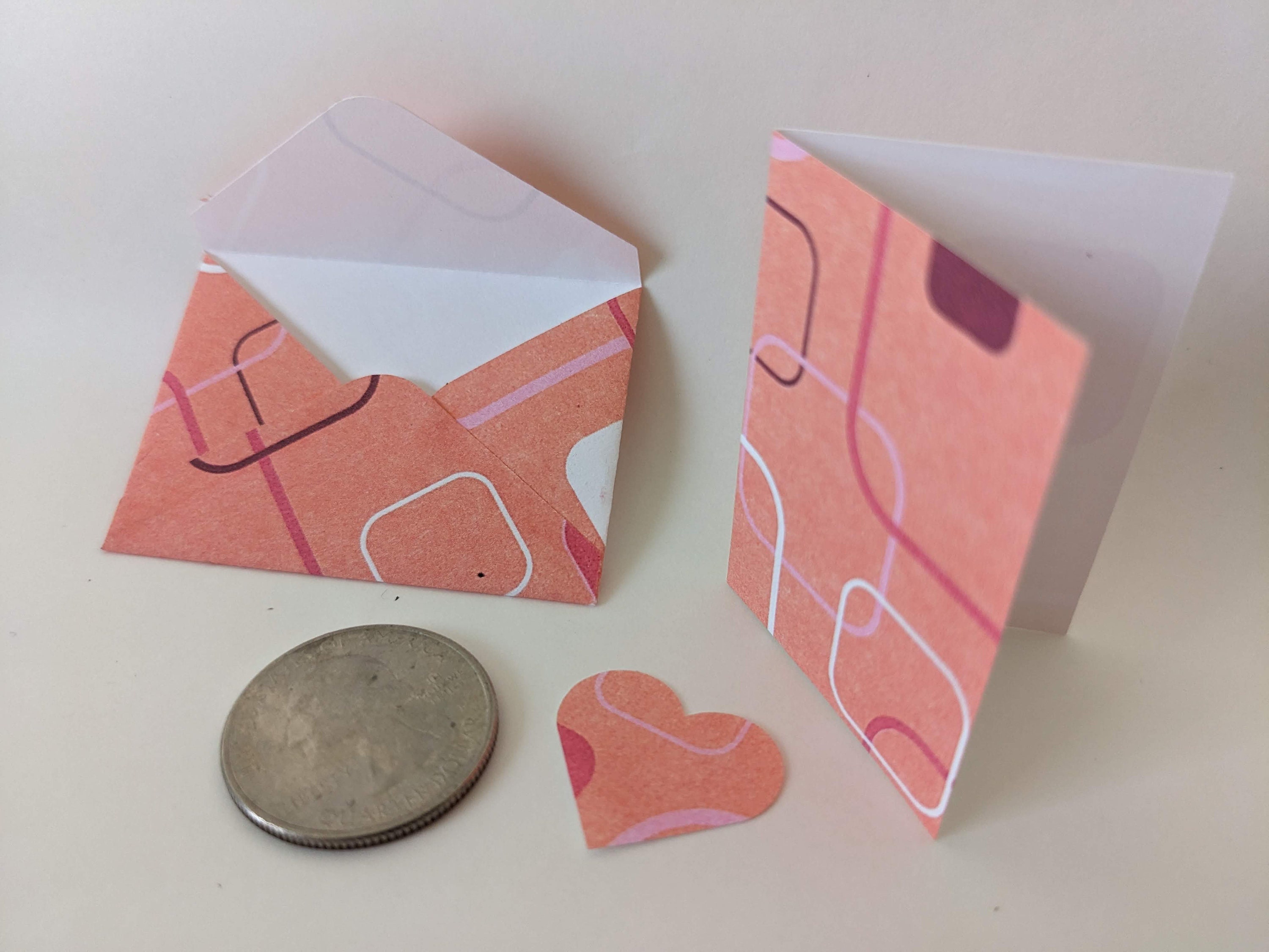 10 Mini Cards, Envelopes & Hearts FREE SHIPPING Assorted Tiny Love ...