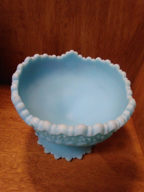 Antique Fenton Satin Blue Candy Dish Starburst - Etsy
