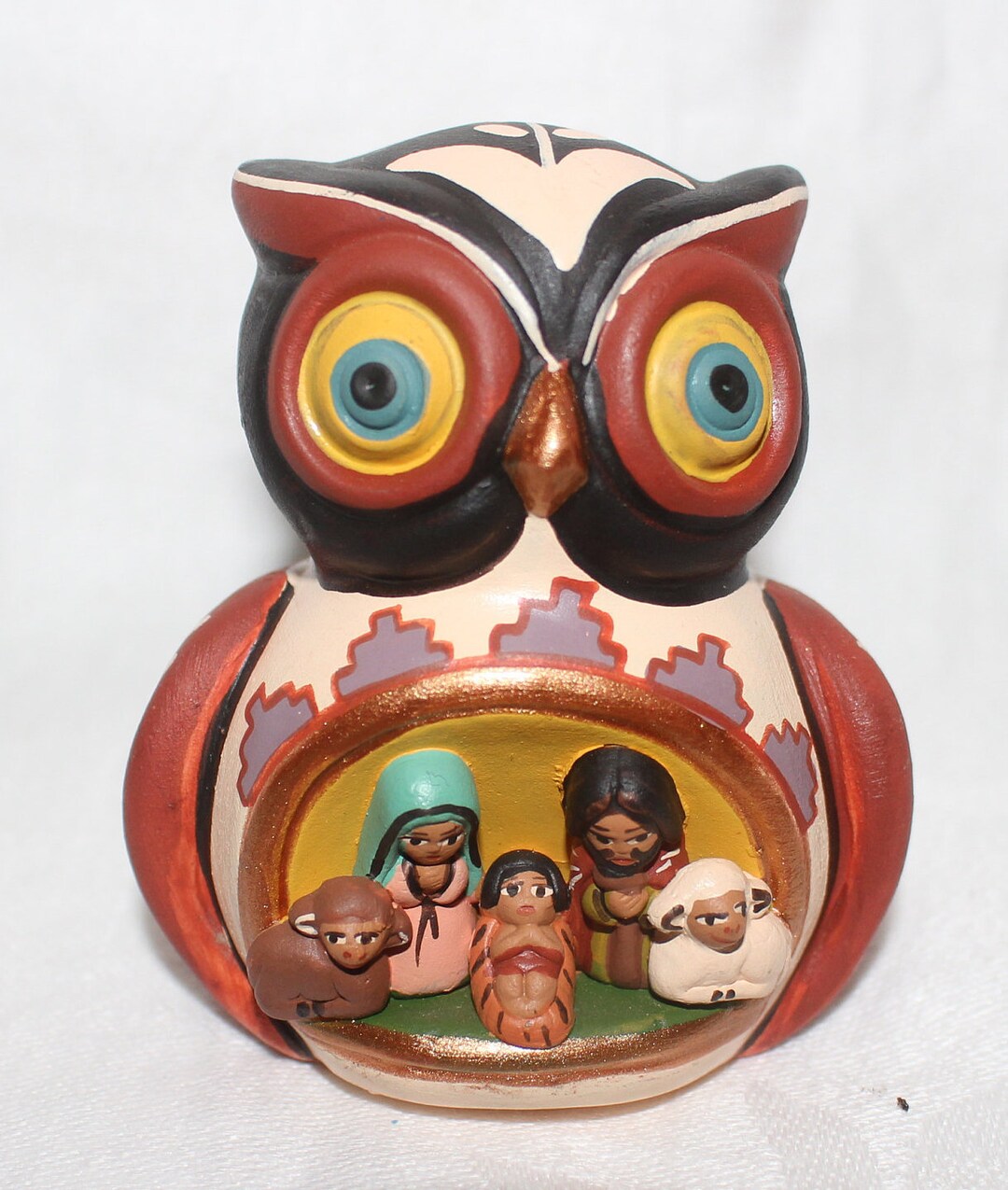 Peruvian Ceramic Nativity Scene Folk Art Owl Design New - Etsy