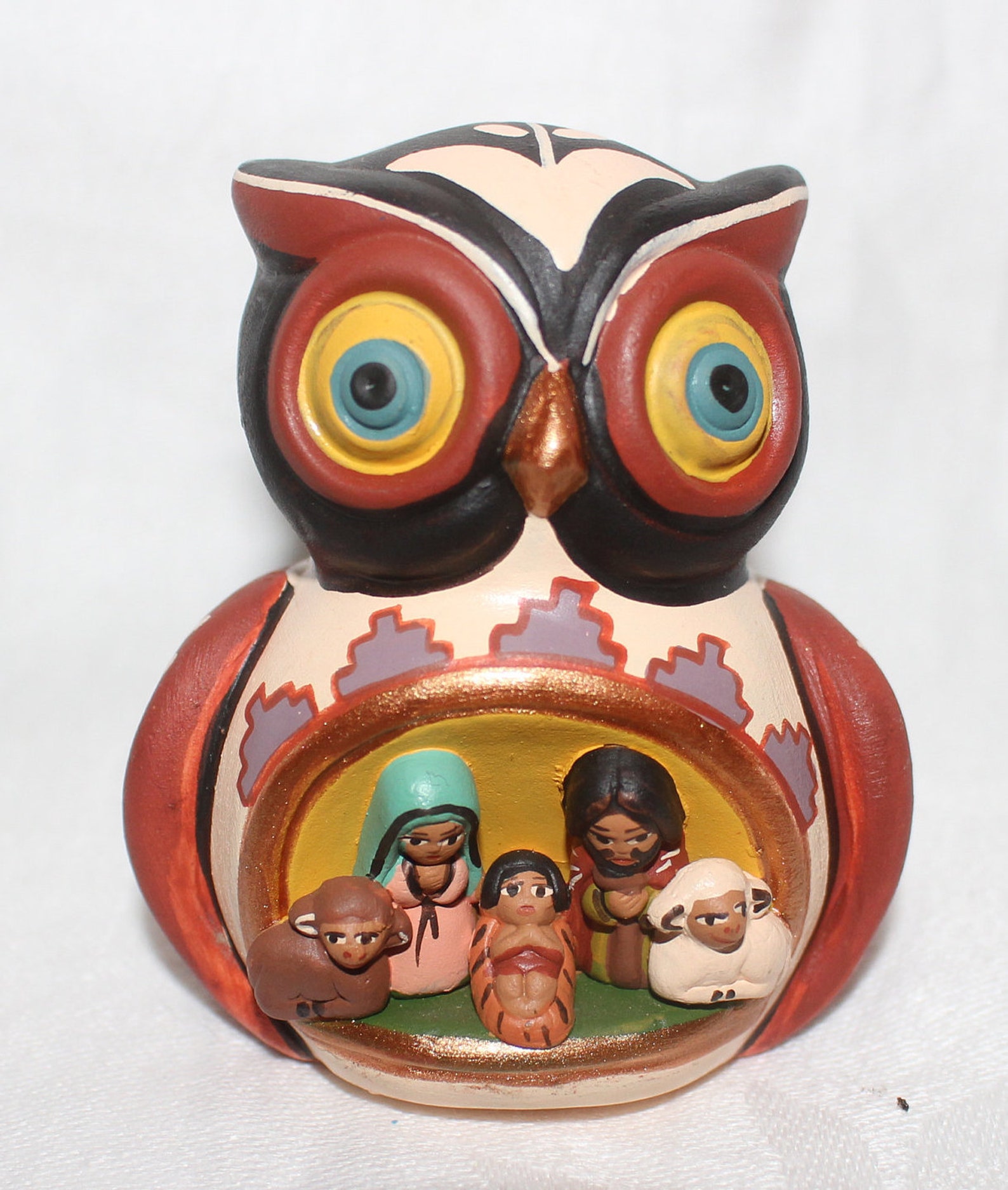 Peruvian Ceramic Nativity Scene Folk Art Owl Design New - Etsy