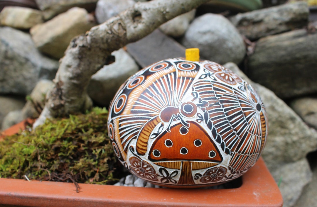 Peruvian Hand-carved Big Box Trinket Container Gourd Decoration ...