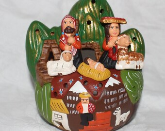 Peruvian Ceramic Nativity Scene Folk Art Owl Design New | Etsy