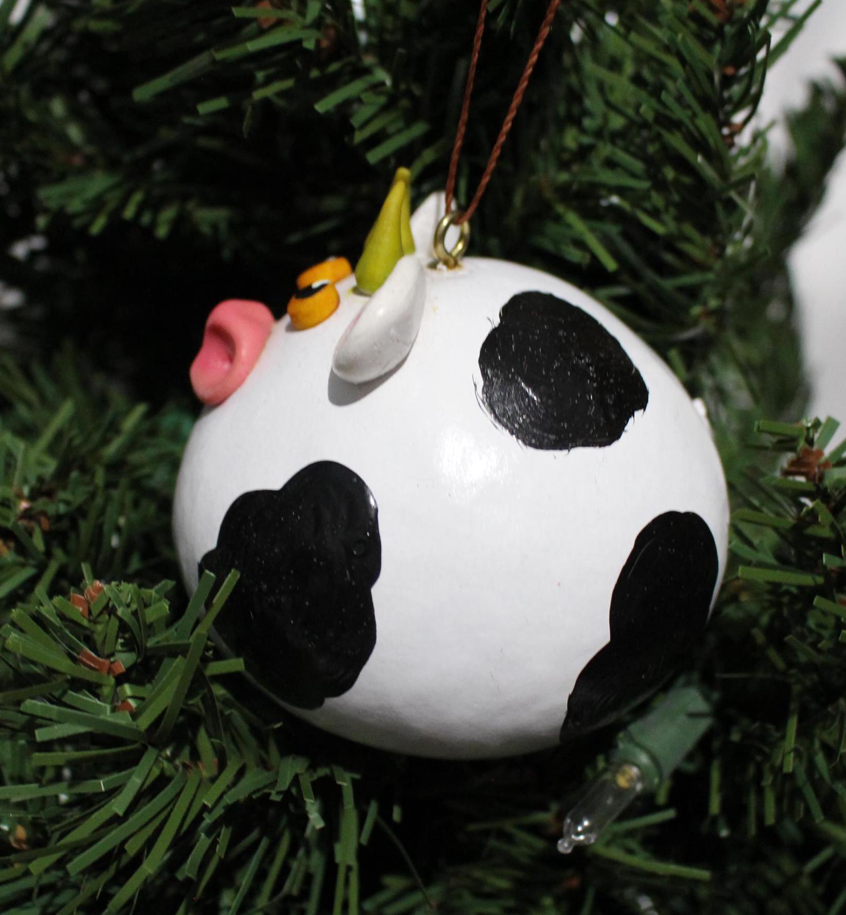 Peruvian Gourd Ornament Set of Two Cows Design New - Etsy