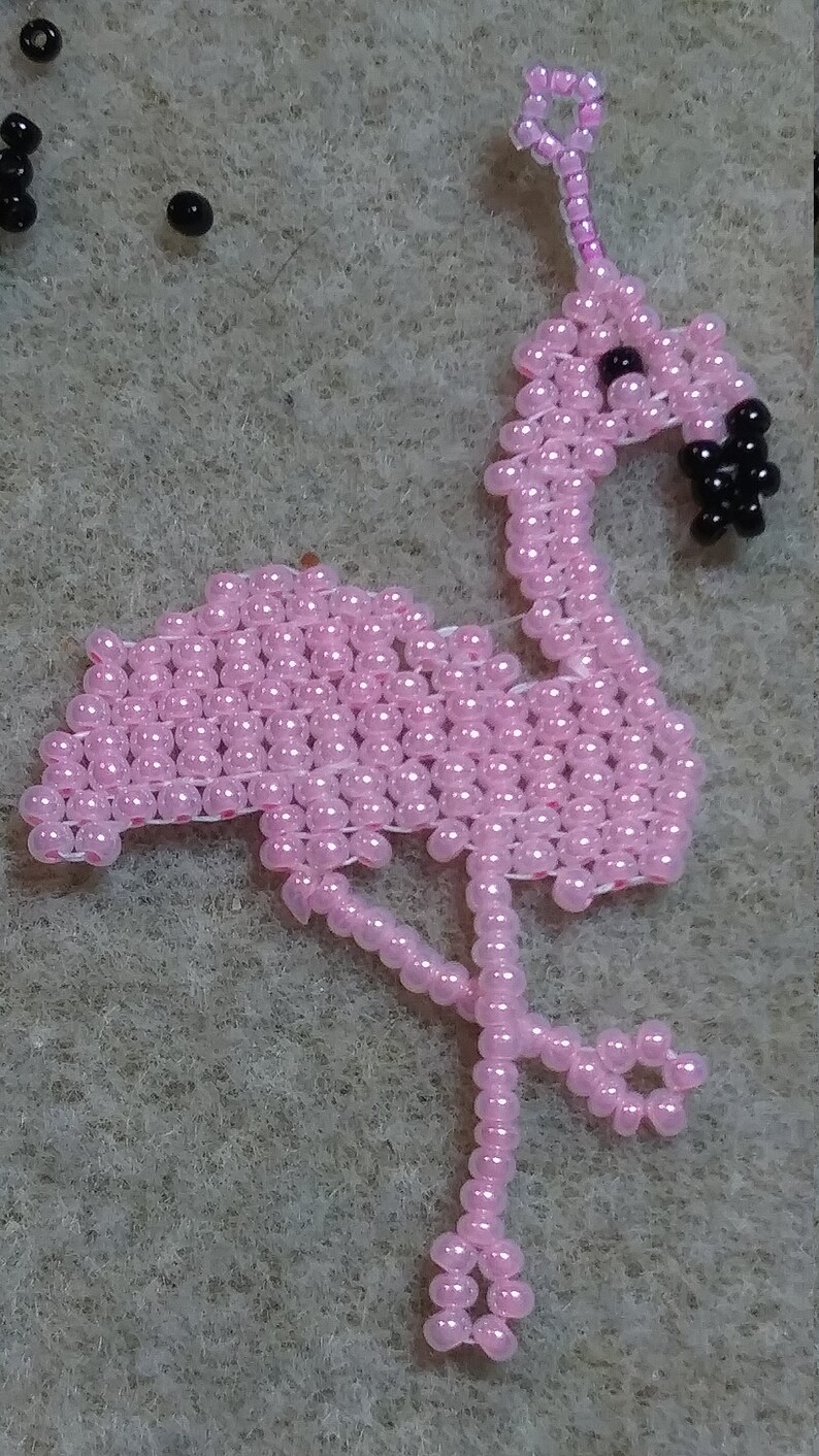 Hand Beaded Cute Flamingo Earrings in Seed Beads - Etsy