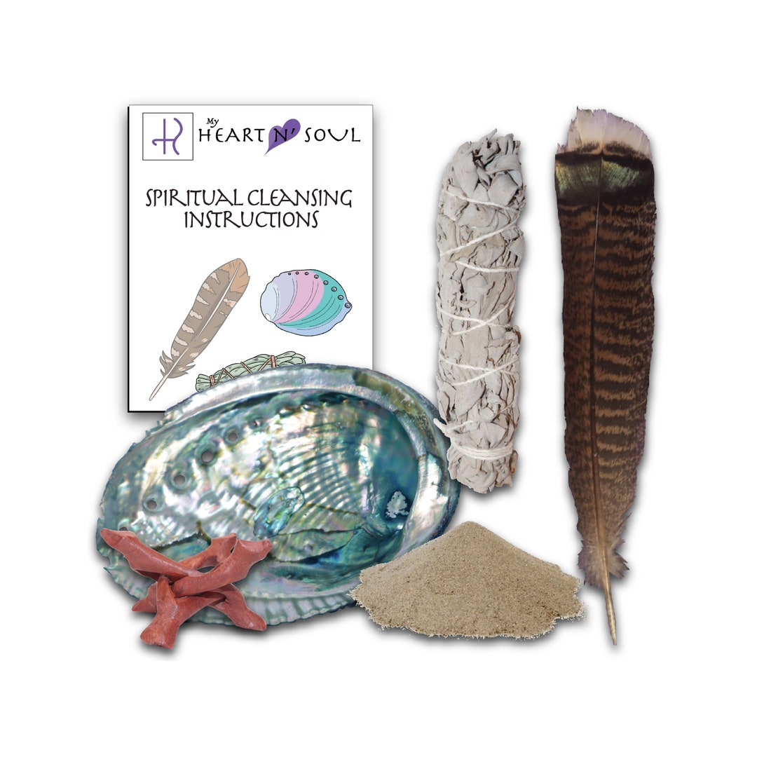 Deluxe Smudge Kit With Sage, Handmade Feather, Sand, Abalone Shell ...