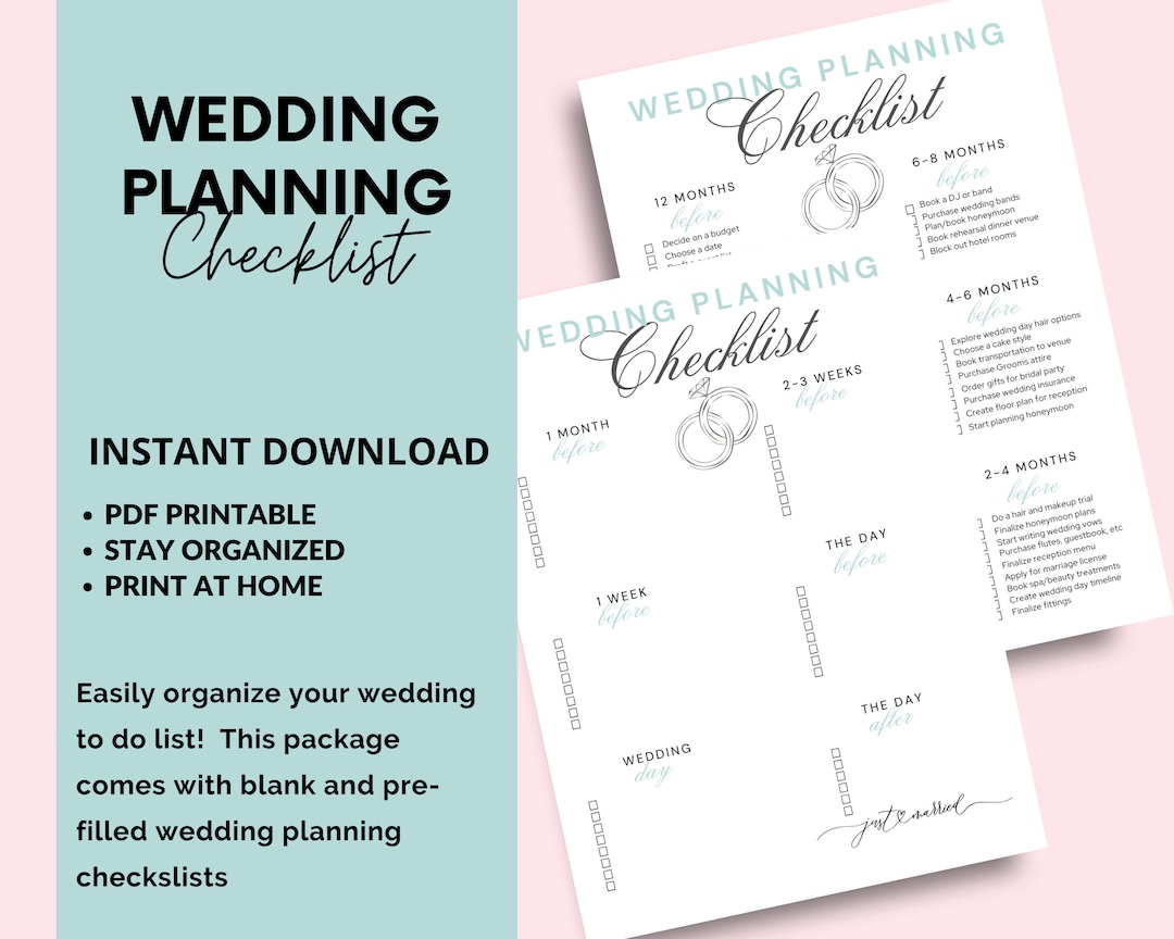 Wedding Planning Checklist | Wedding Checklist PDF Printable ...