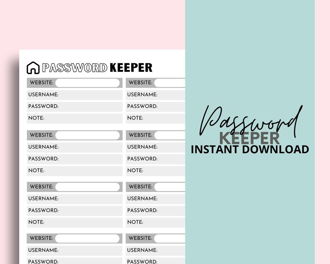 Password Keeper Printable: Simple Password Log (PDF) - Etsy