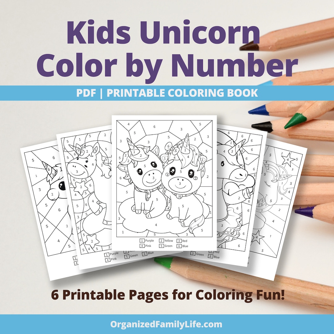 Kids Unicorn Color by Number Printable | PDF - Printable Coloring Pages ...
