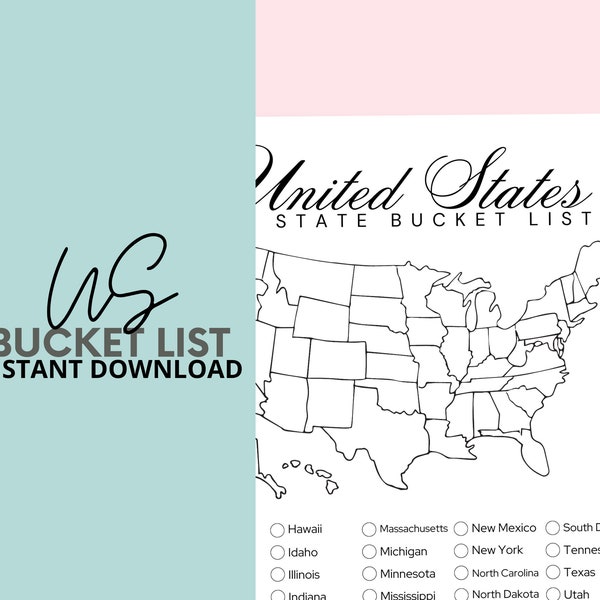 50 States Bucket List Printable - Etsy