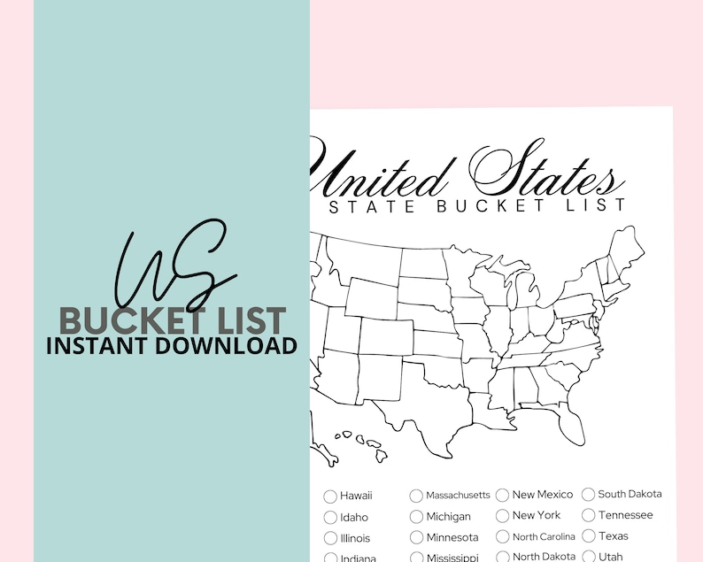 US Bucket List Printable | America's 50 States Checklist | PDF Instant ...