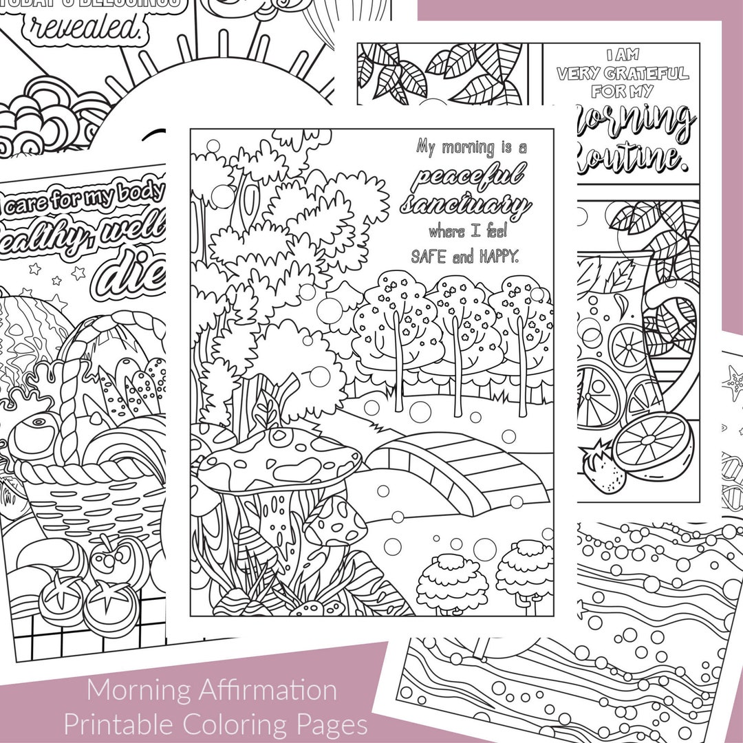 Morning Affirmation Printable Coloring Pages - Etsy