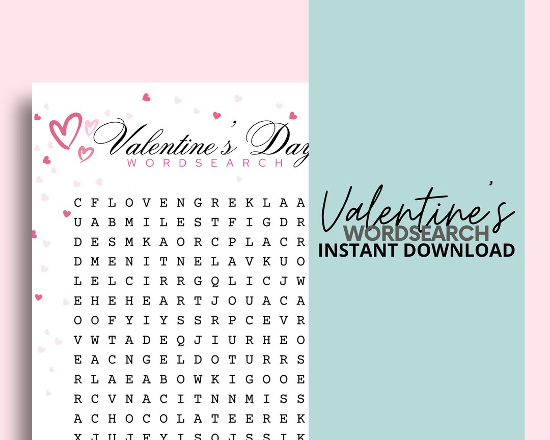 Valentine Wordsearch Printable Puzzle | Word Game With Answer Key ...