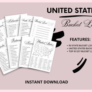 50 State Bucket List Printable: Explore the United States | Instant ...