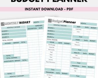 Monthly Budget Printable Planner Printable Bill Tracker Simple Budget ...