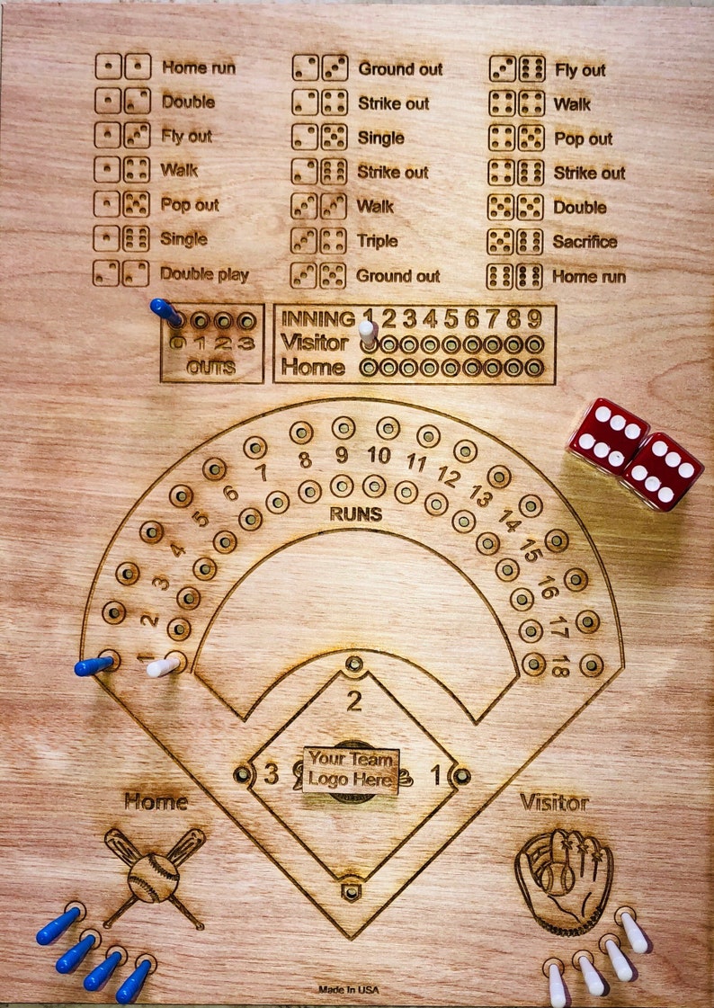 Dice Baseball Game Custom Quality Made Board Game With Your Etsy