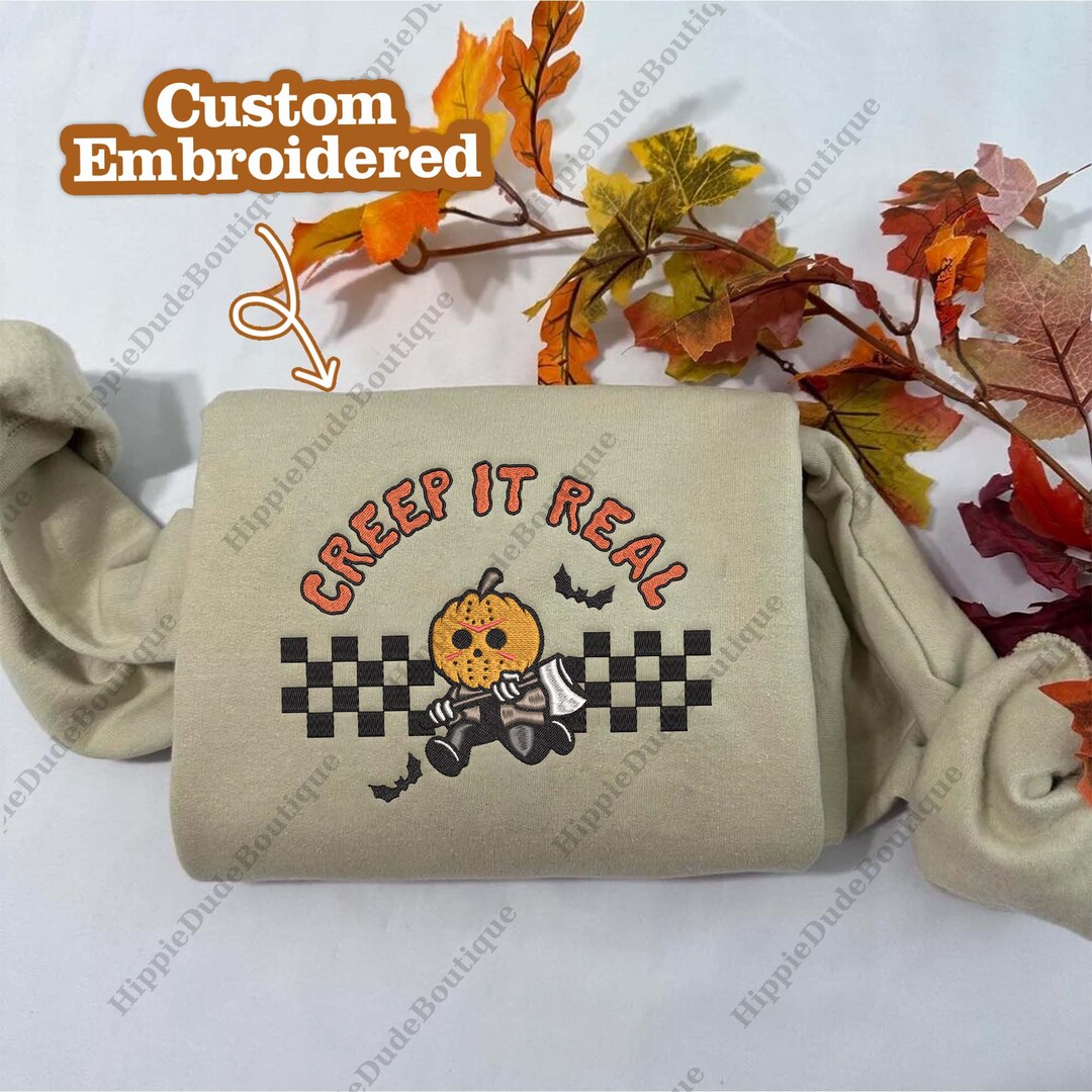Slasher Killer Creep It Real Embroidery Sweatshirt,horror Movie Killer ...