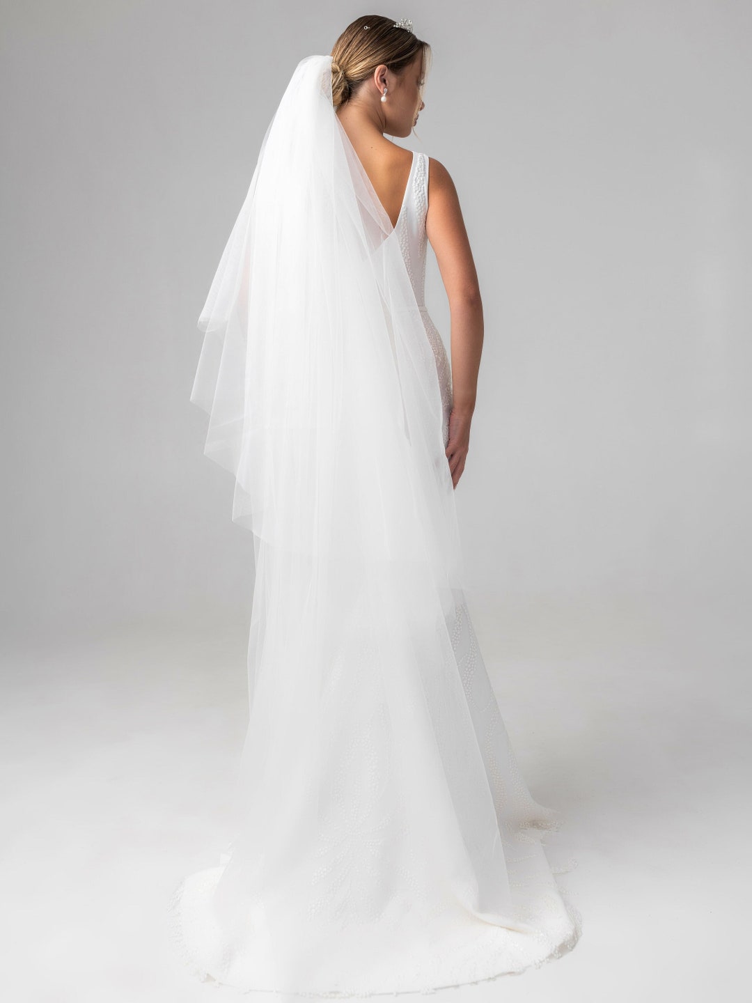 Long Classic Veil, Minimalism Style Veil, Two Tiers Veil, Bridal Veil ...