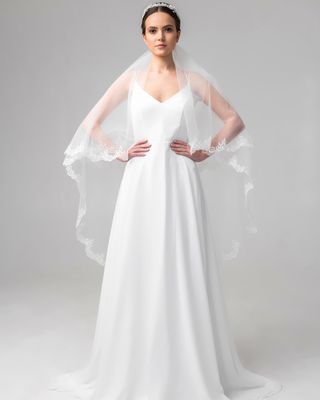 Classic White Bridal Veil, Simple Wedding Veil, Plain Wedding Veil ...