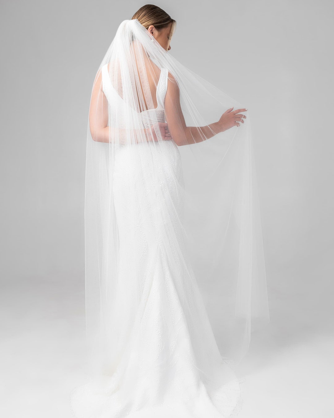 Minimalist Wedding Veil, Simple Plain Wedding Veil, Royal Classic Veil ...