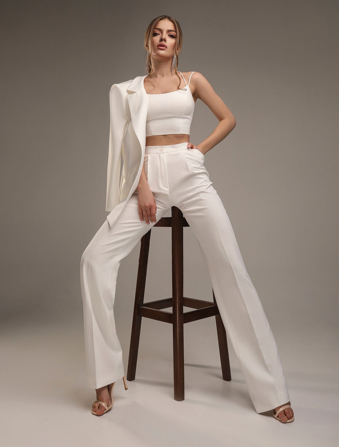 Classic Wedding Suit, Ceremony Bridal Suit, Trousers and Long Jacket ...