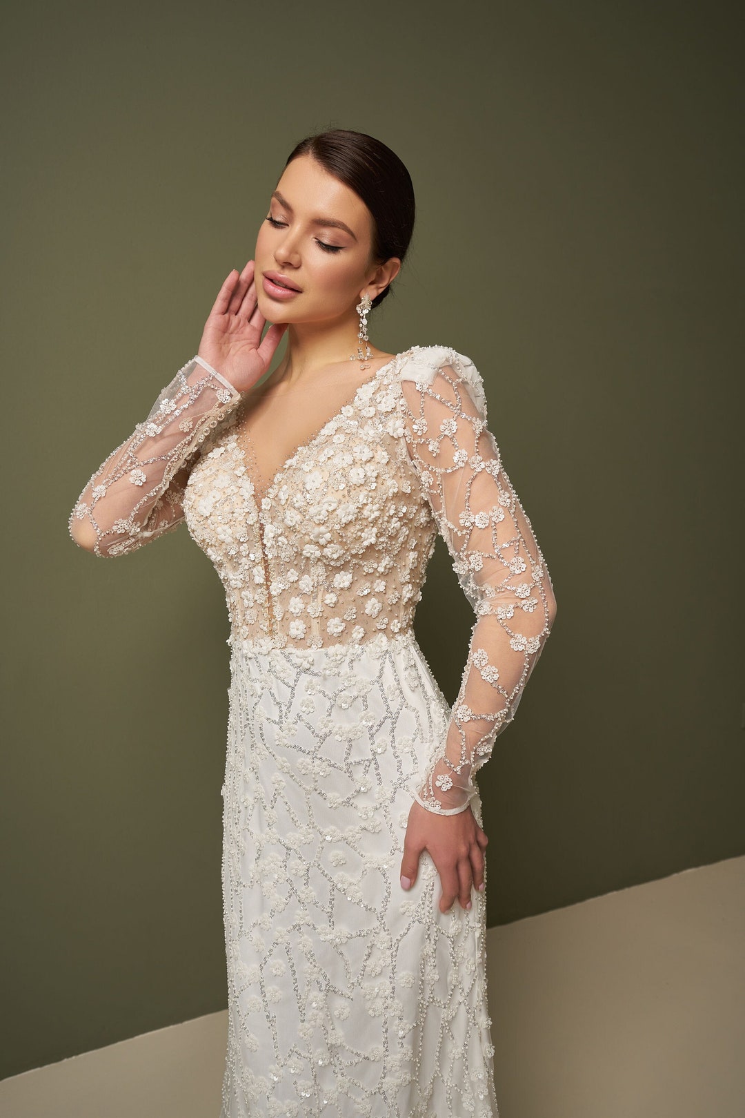 Fully Beaded Mermaid Wedding Dress Bohemian Mermaid Bridal - Etsy