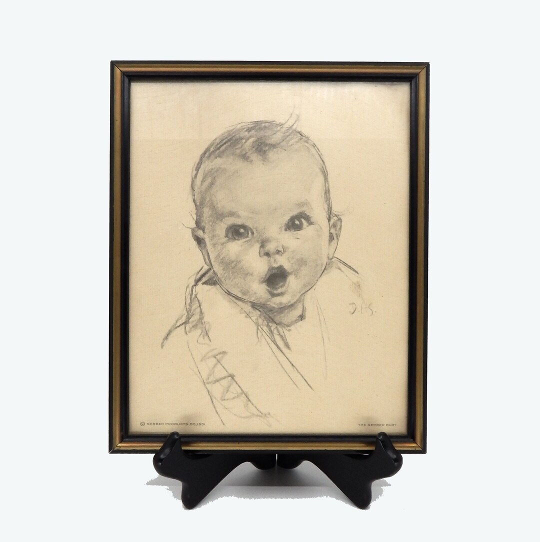 Vintage Framed Print of Gerber Baby Sketch - Etsy