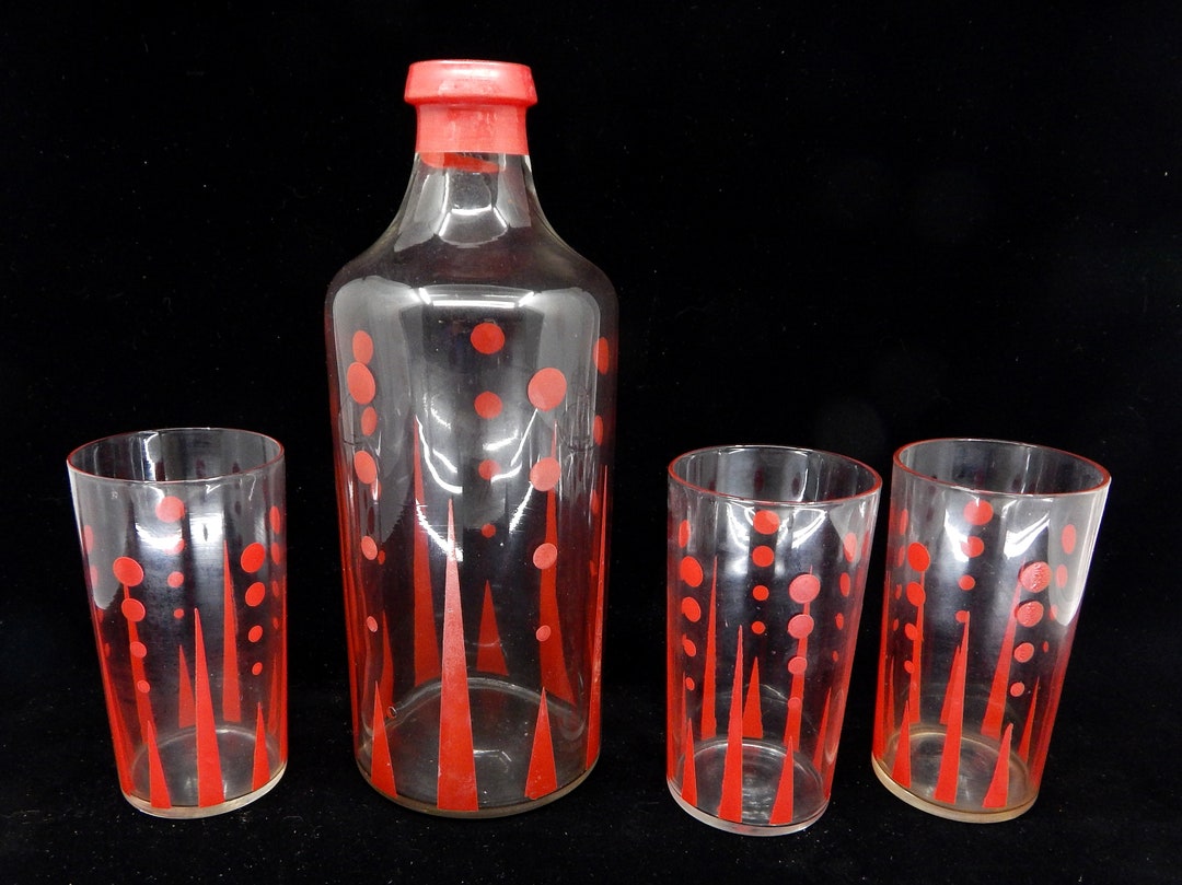 Vintage Atomic Design Carafe and Glasses Set - Etsy