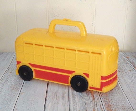 Vintage Yellow Plastic School Bus Lunch Box - Etsy
