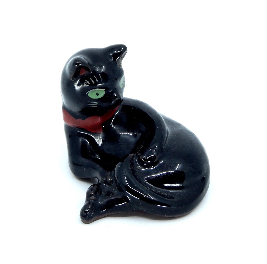 Vintage Shafford Pottery Black Cat Figurine - Etsy