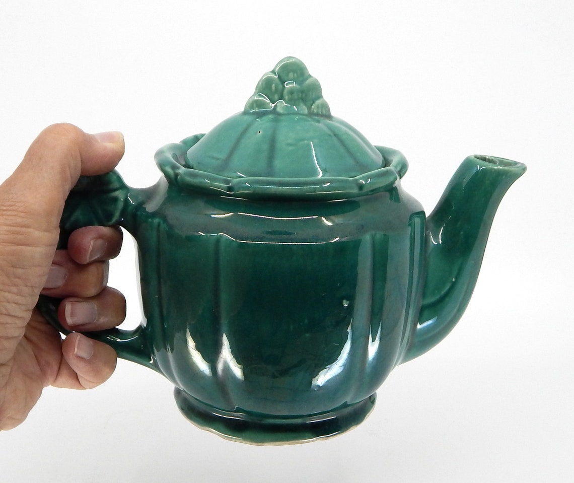 Vintage Green Ceramic Shawnee Teapot - Etsy