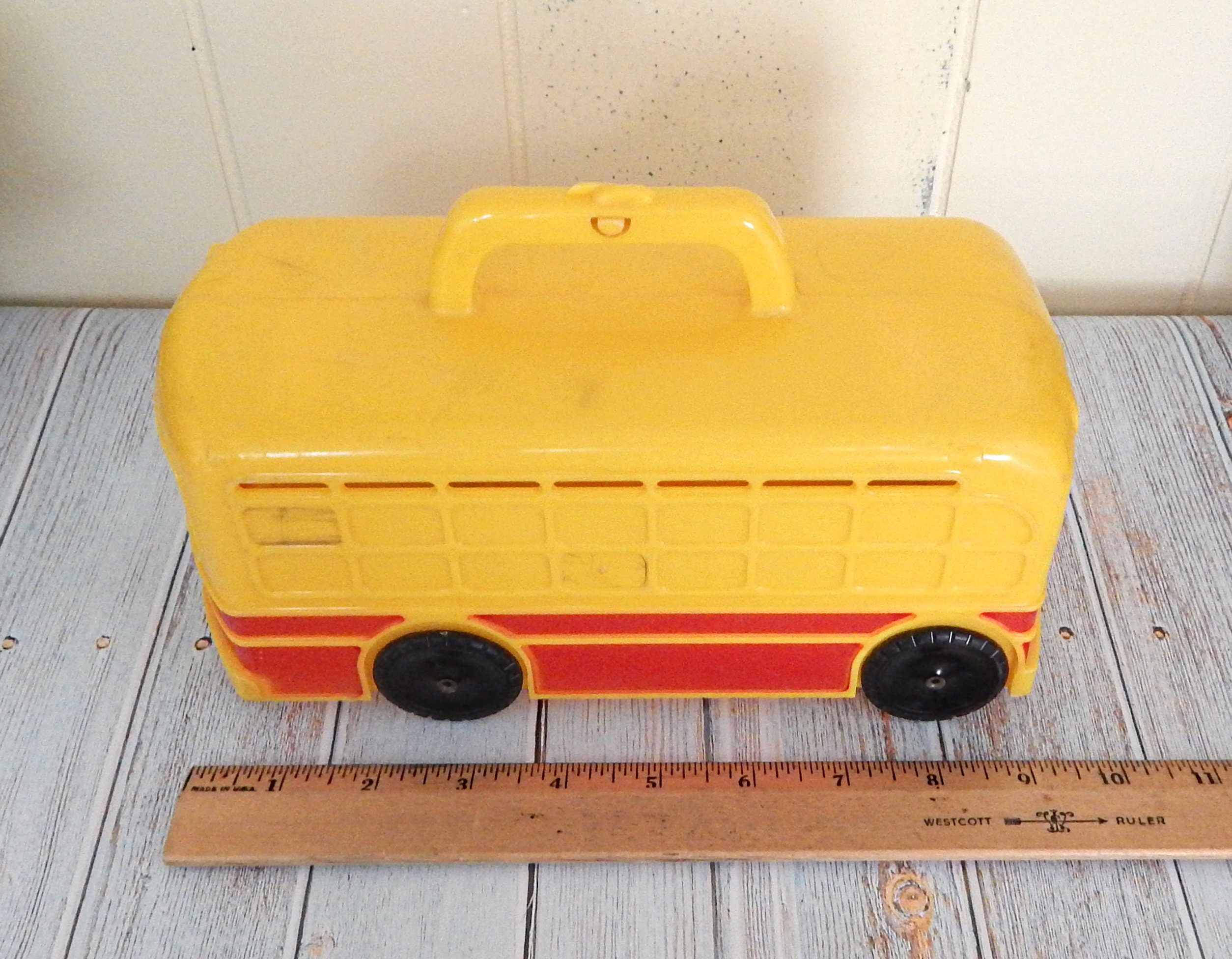 Vintage Yellow Plastic School Bus Lunch Box - Etsy