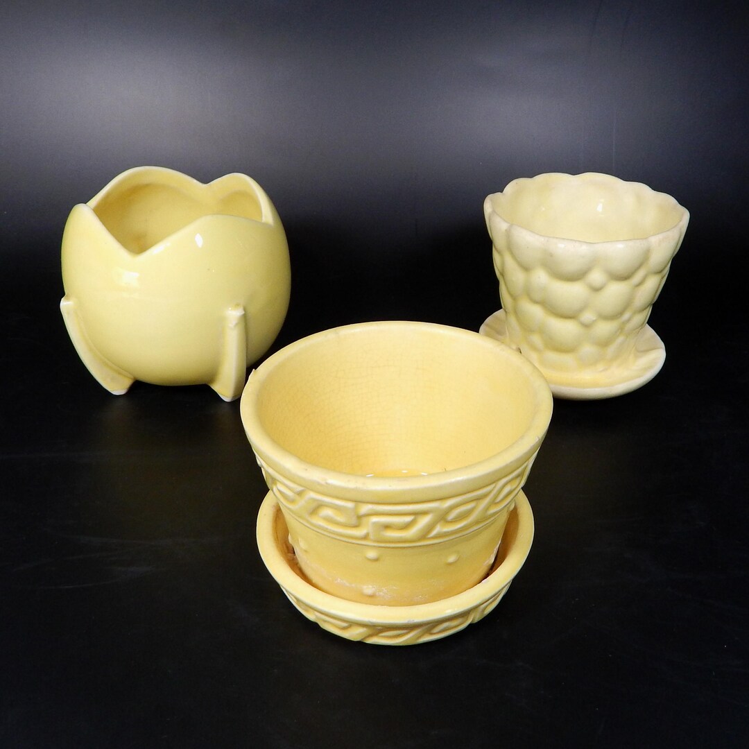 Set of Mid Century Small Yellow Ceramic Planters (incl. Mccoy) - Etsy