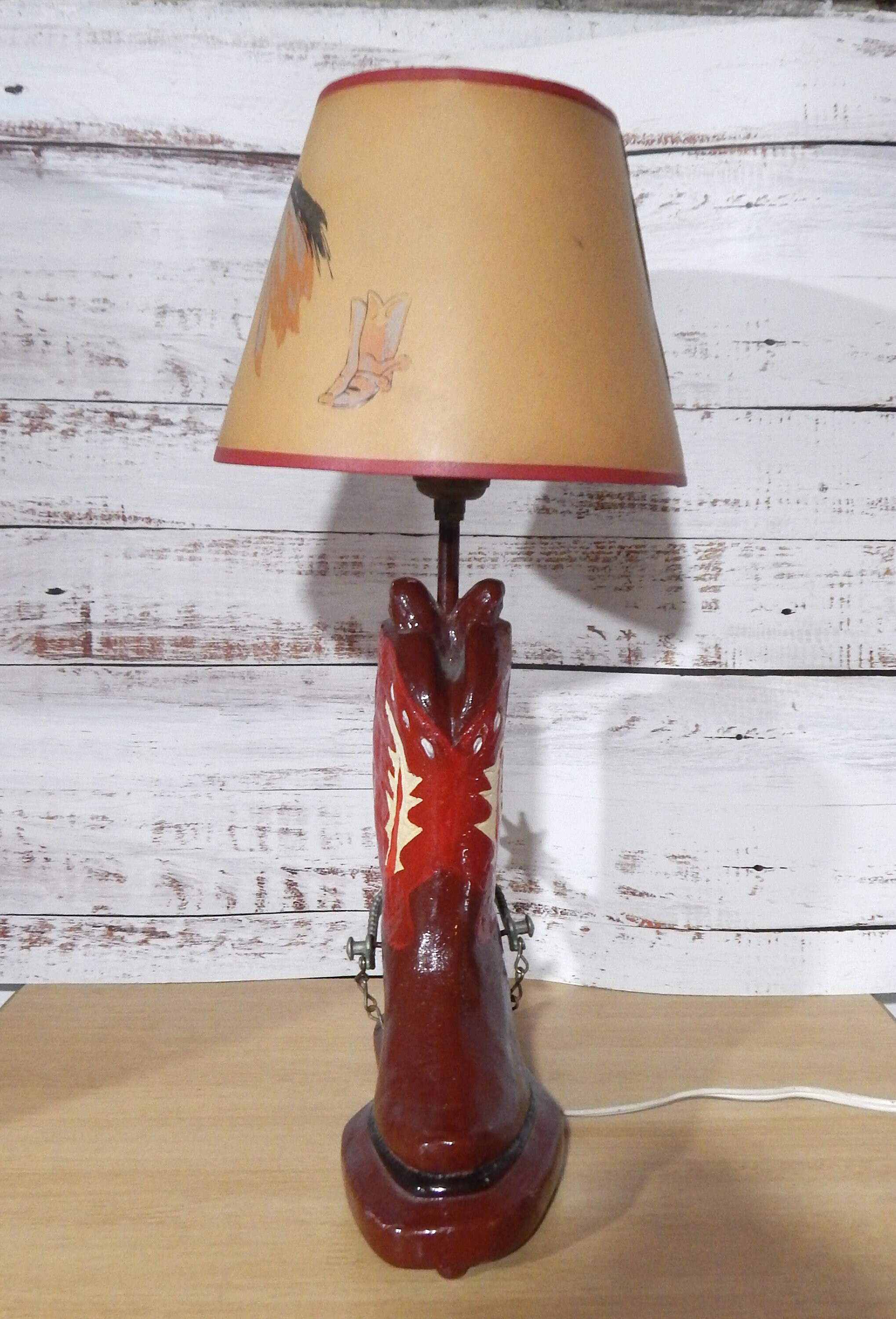 Vintage MCM Cowboy Boot Table Lamp With Shade - Etsy