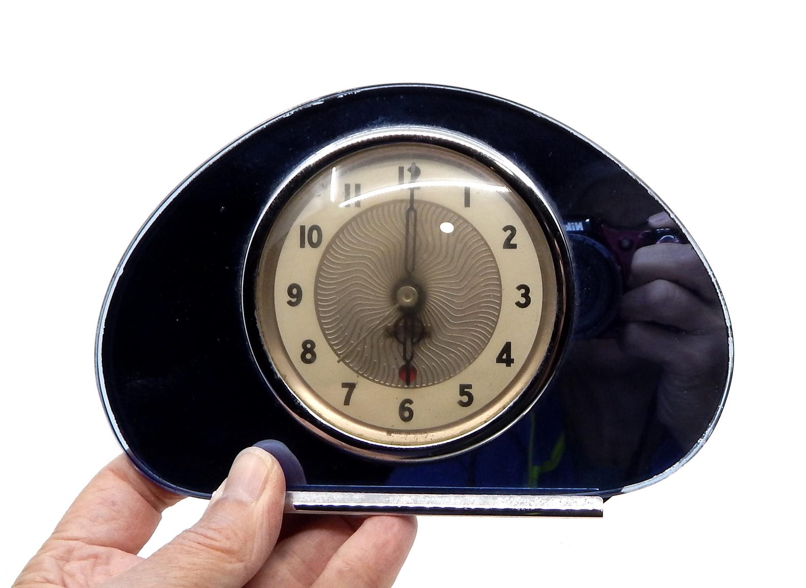 Seth Thomas Blue Mirrored Glass Electric Desk Clock (AS-IS CONDITION ...