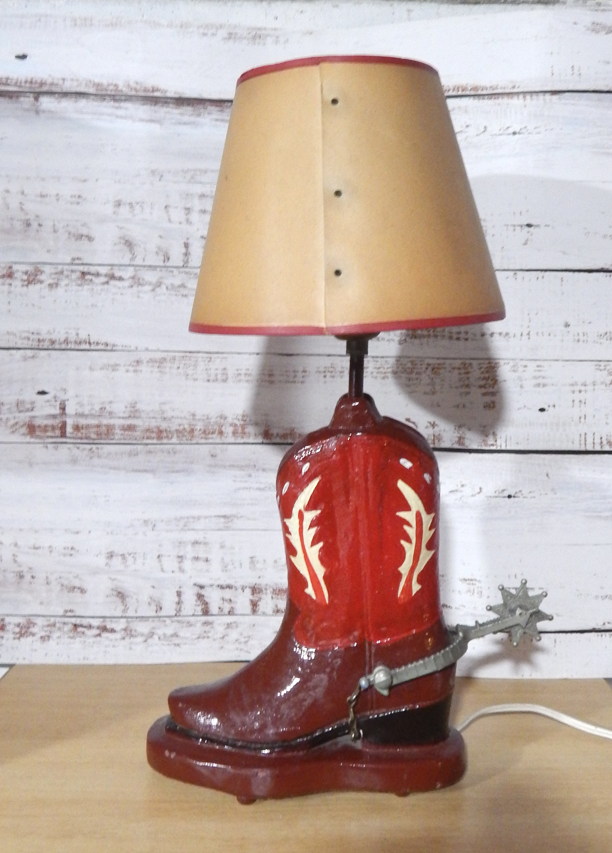 Vintage MCM Cowboy Boot Table Lamp With Shade - Etsy