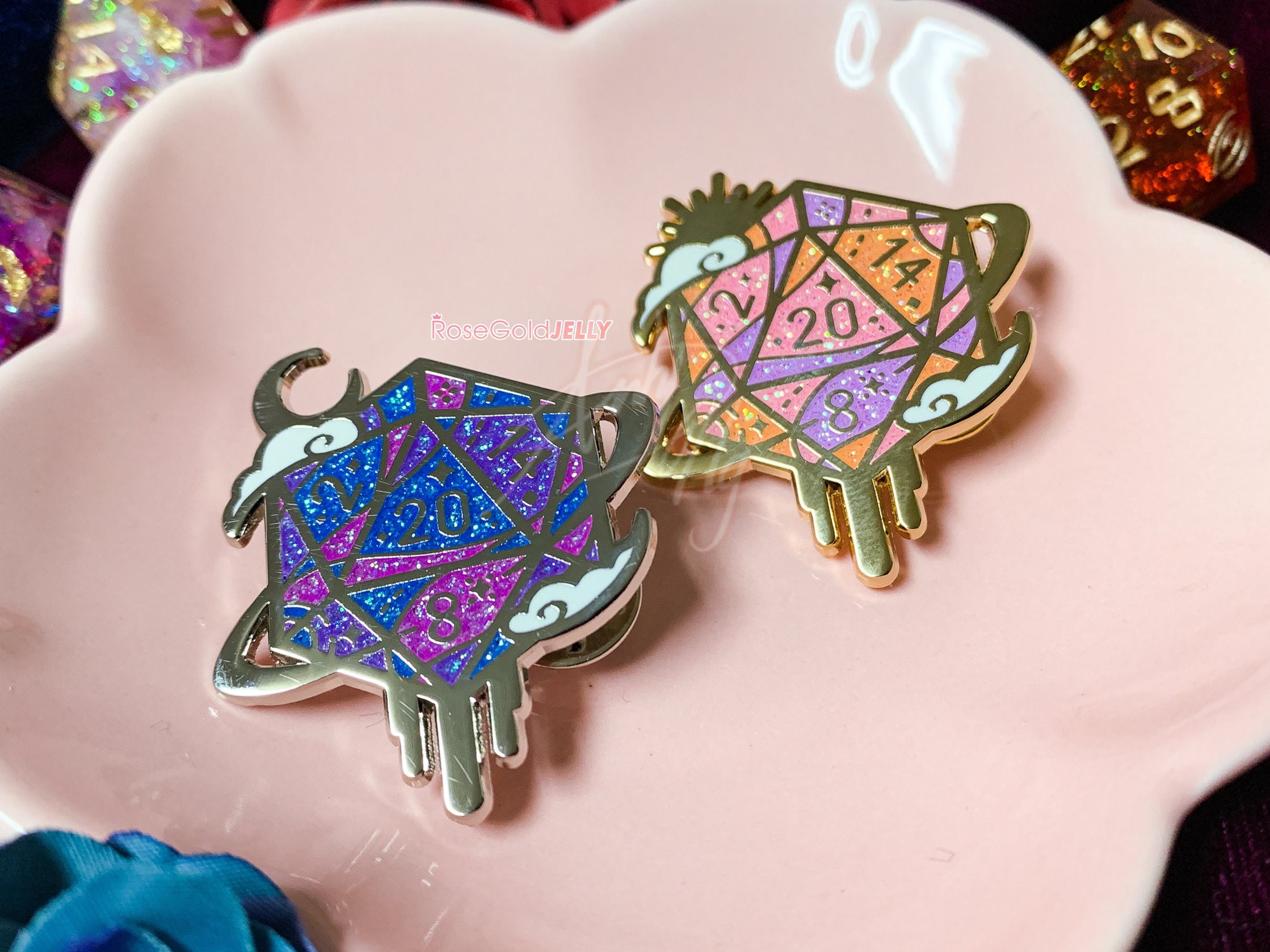 Cosmic D20 Dice Enamel Pins - Etsy