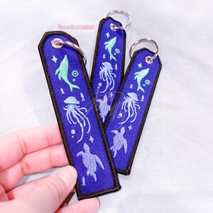 Ocean Themed Embroidered Jet Tag Keychain (1.25 X 5 Inch) - Etsy