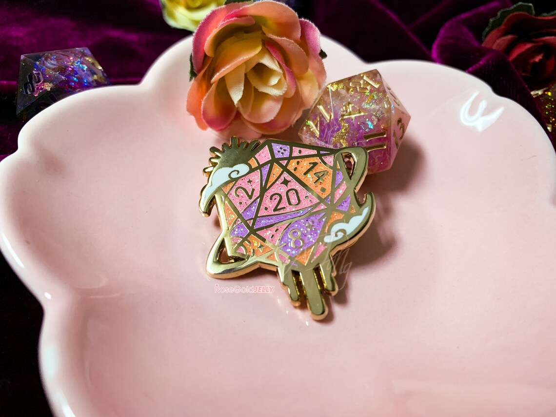 Cosmic D20 Dice Enamel Pins - Etsy