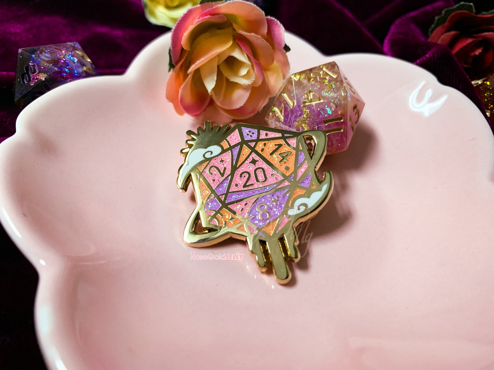 Cosmic D20 Dice Enamel Pins - Etsy