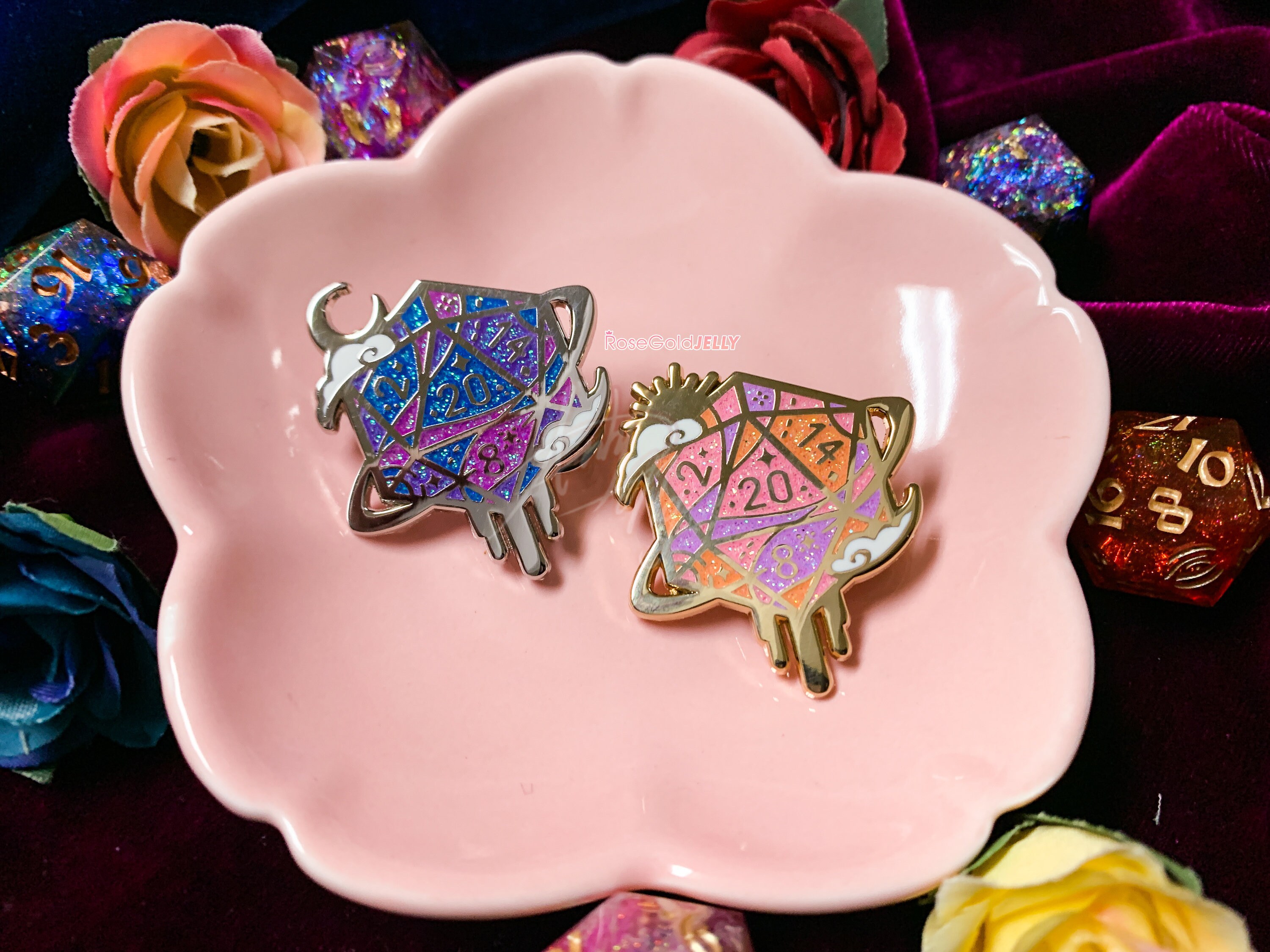 Cosmic D20 Dice Enamel Pins - Etsy