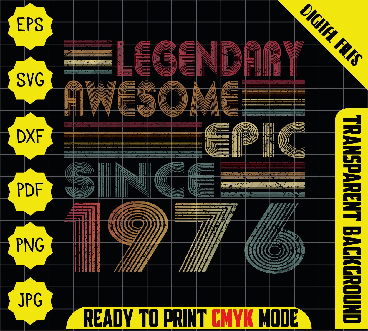 Retro Legendary Since 1976 T Shirt 44 Years Old Svg 1976 | Etsy