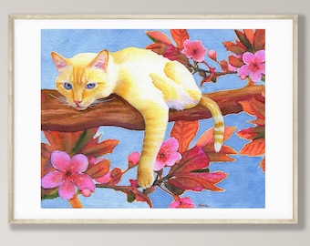Print Tonkinese Siamese Cat Art Print of a Watercolor Painting Big ...