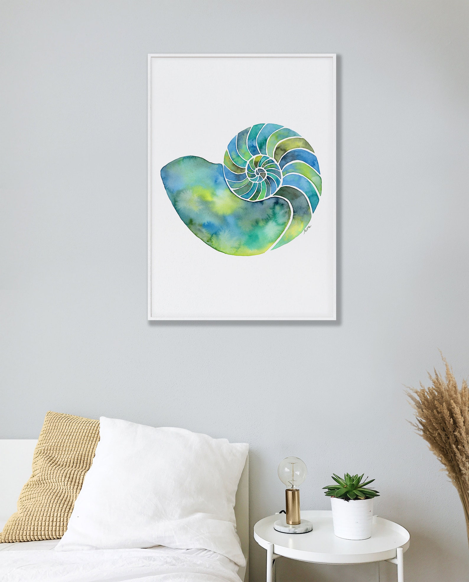 Seashell Nautilus Digital Print, Ocean Animals Prints, Nautical Artwork ...