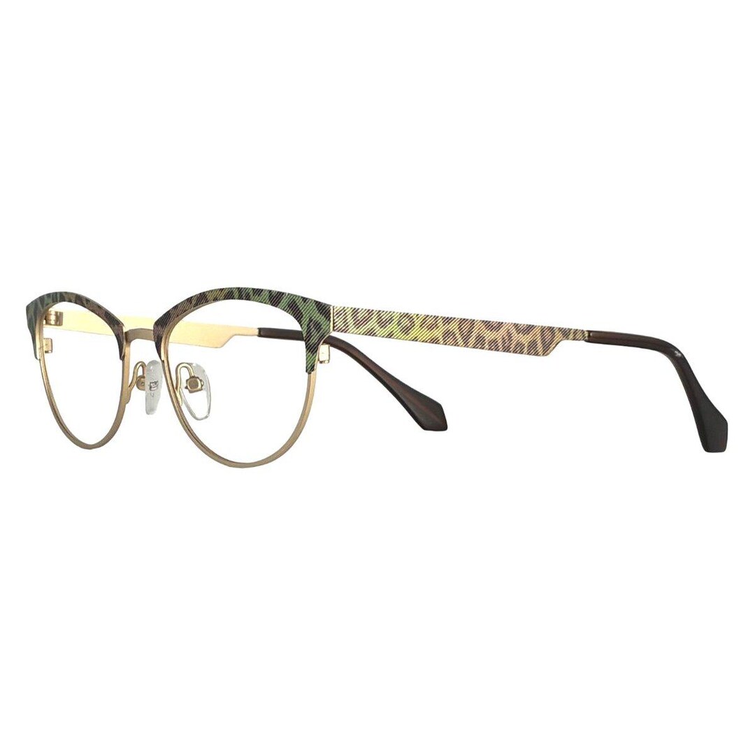 Nat Coco NC1361 Gold & Khaki/camouflage 51-18-140 Cat Eye Eyeglasses Rx ...