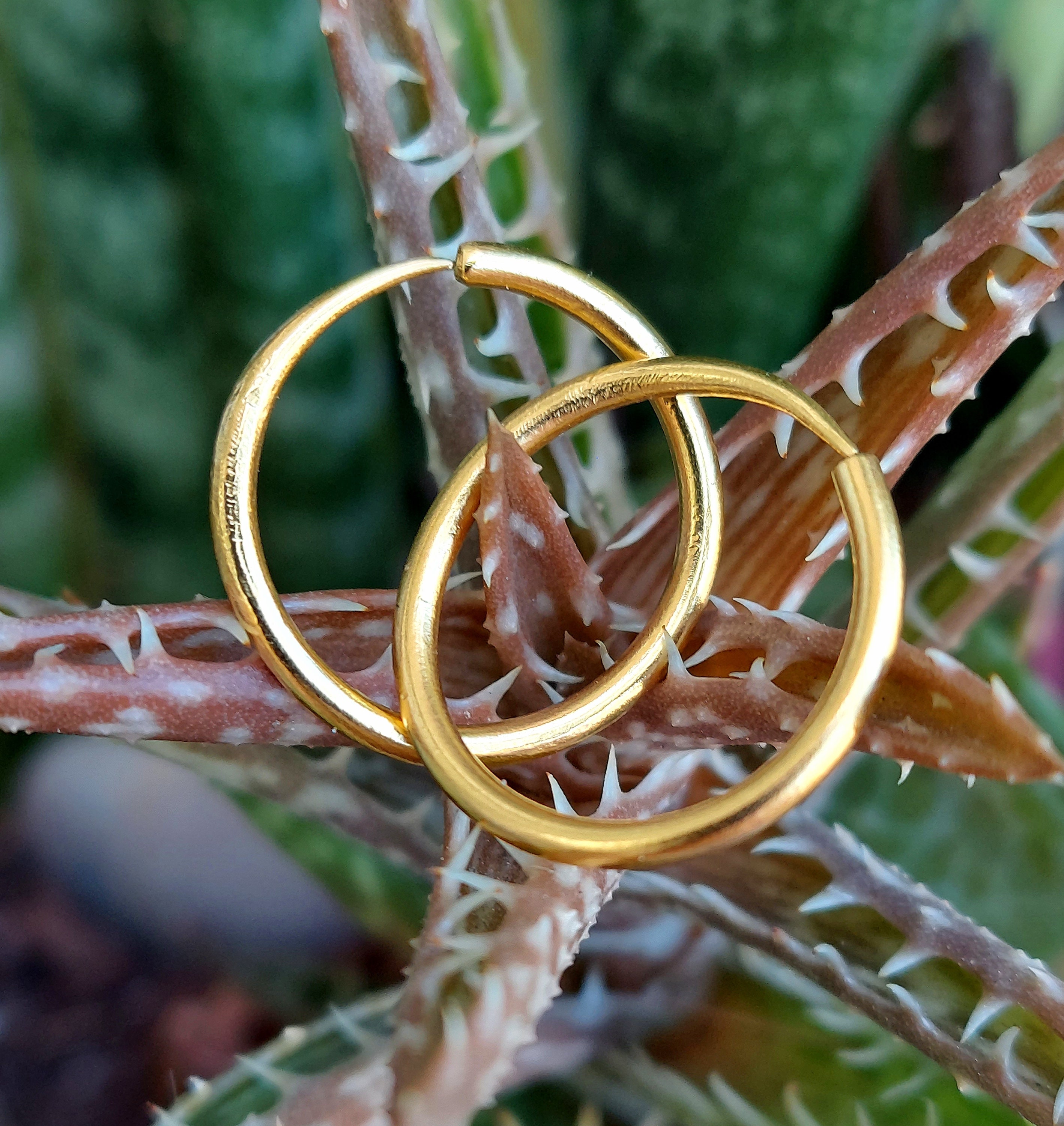 24k Gold Earrings 24k Earrings 24K Hoop Earrings 1.5mm - Etsy