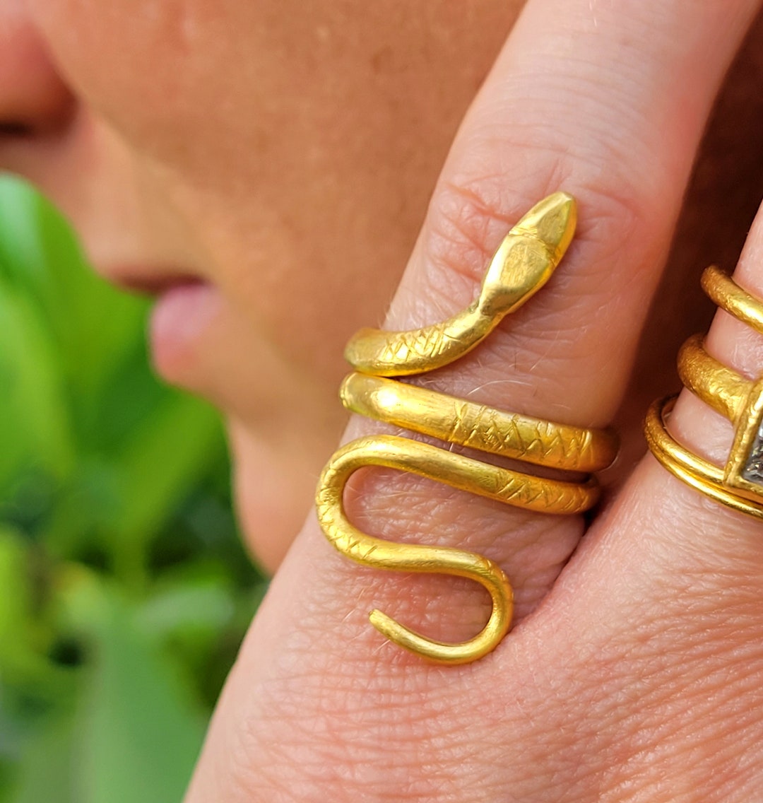 24k Snake Ring - Gold Snake Ring - Serpant Ring - Organic Wedding Band ...